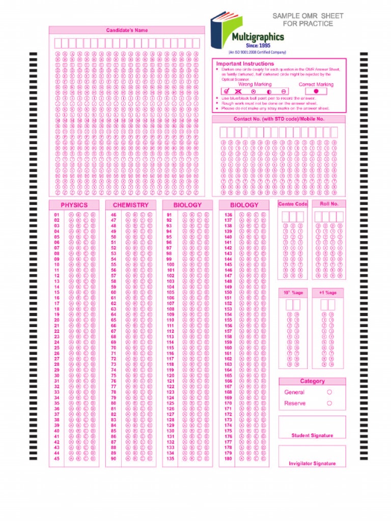 180 Questions Omr Sheet | PDF