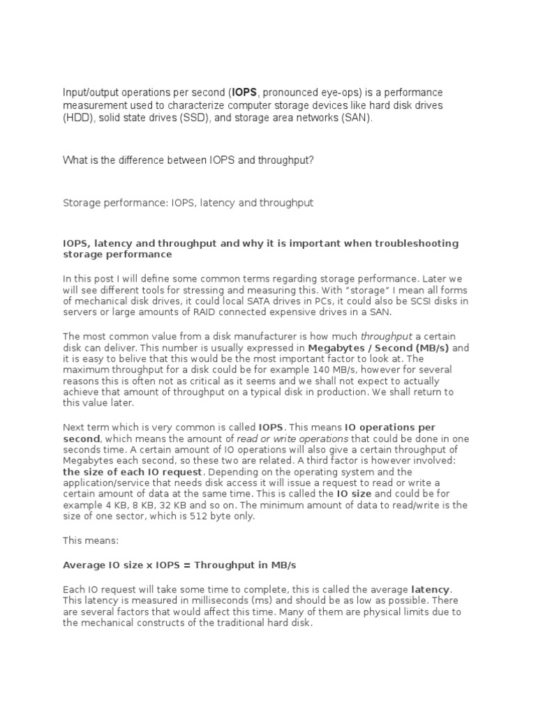 Storage Performance: IOPS, Latency and Throughput | Download Free PDF | Disk Storage | Hard Disk ...