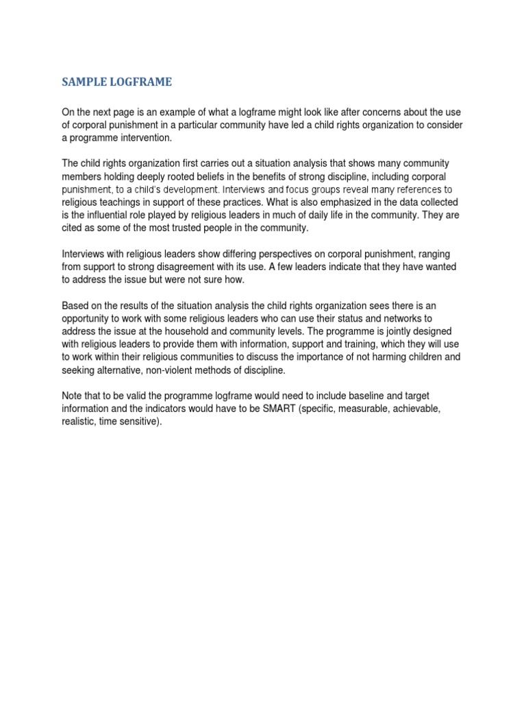 Sample_Logframe.pdf | Capacity Building | Attitude (Psychology)