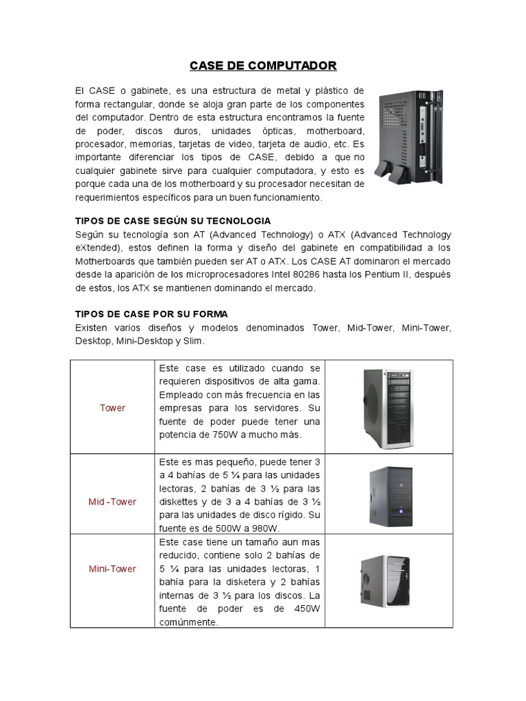 Los diferentes tipos de gabinetes para computadoras y sus ...