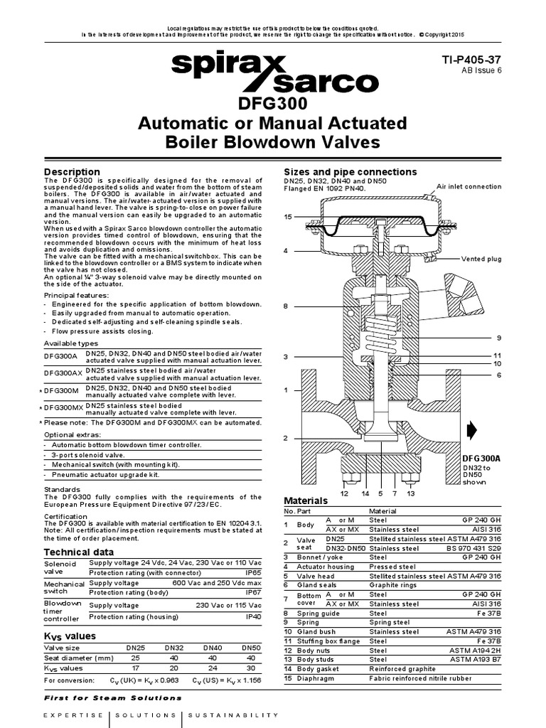 DFG300 Automatic or Manual Actuated Boiler Blowdown Valves-Technical ...