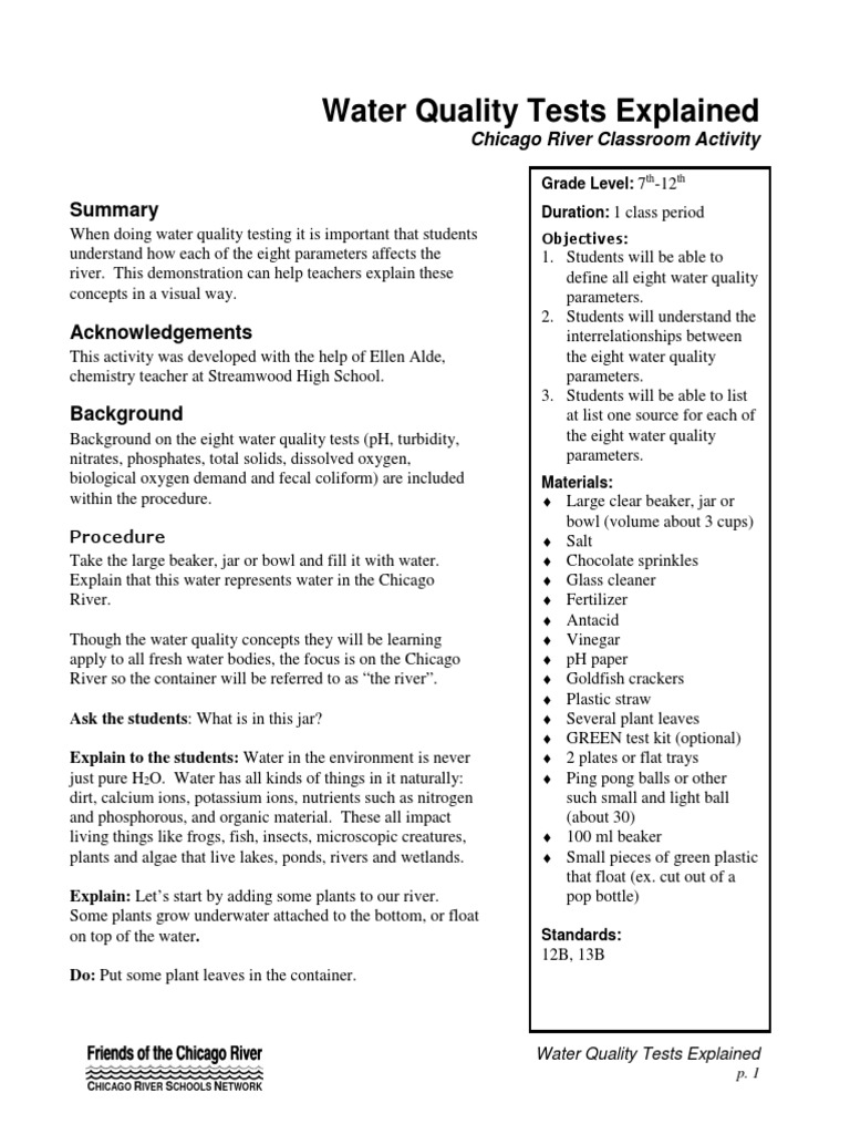 Water Quality Tests Explained | Download Free PDF | Sewage | Properties ...