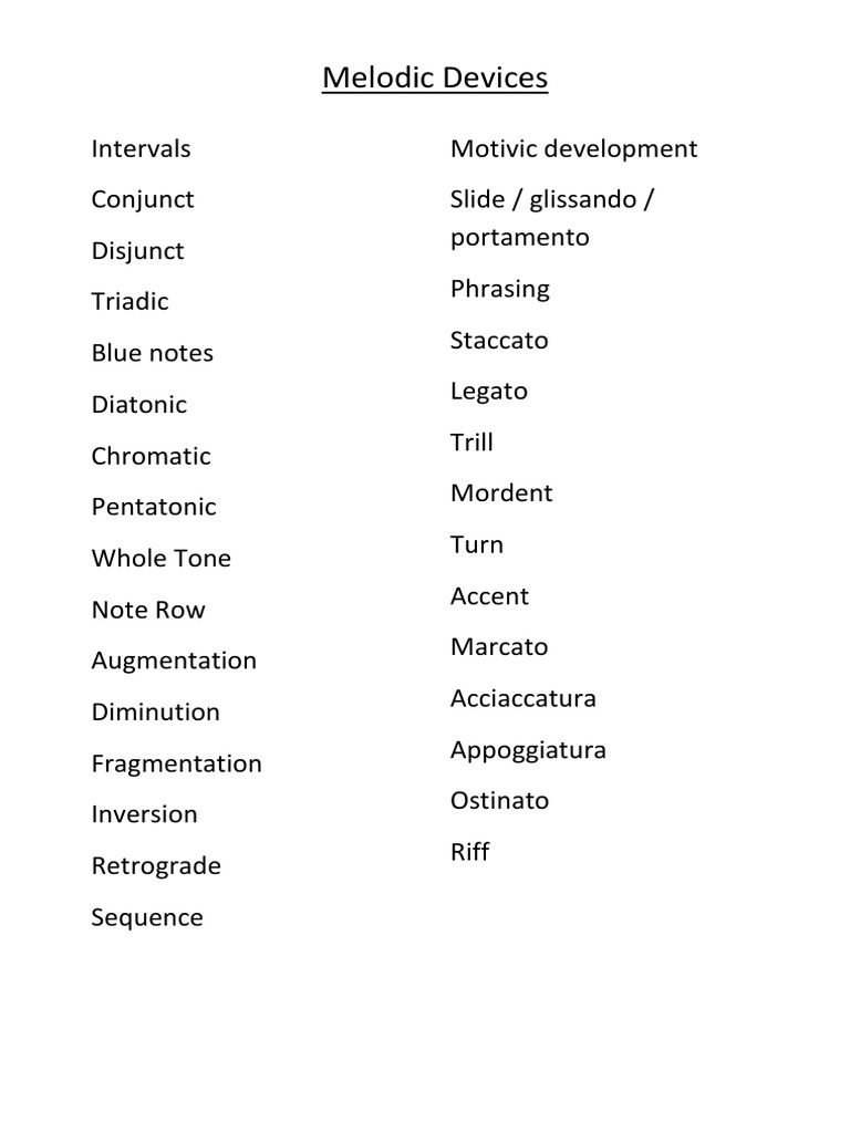 Melodic Devices (GCSE Music) | PDF