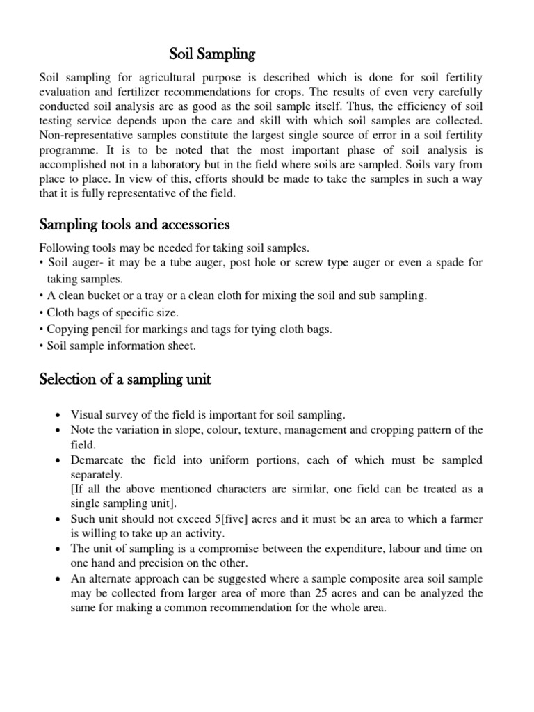 Soil Sampling Procedures PDF | PDF