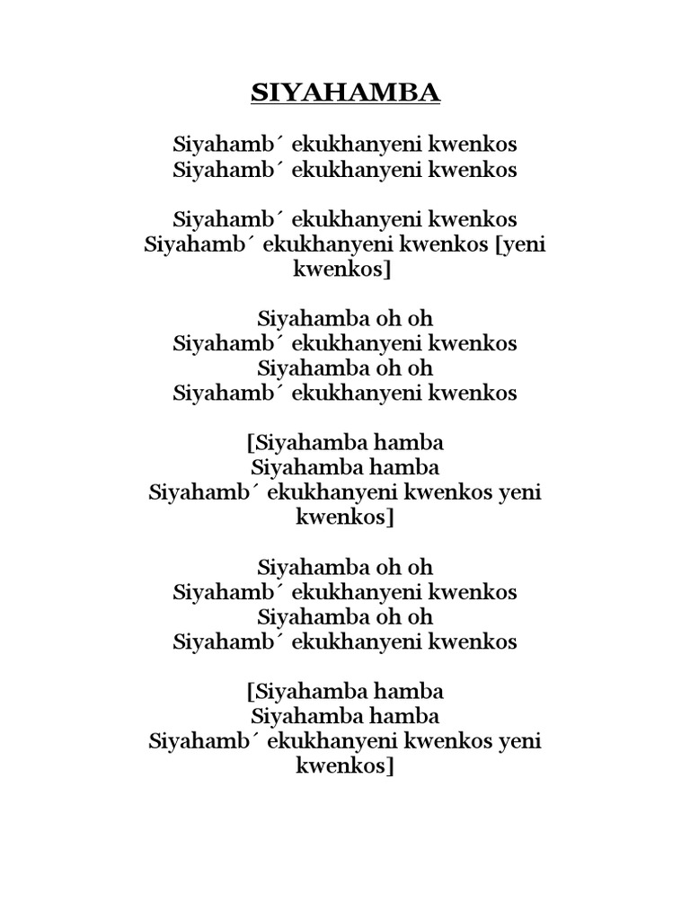Letra Siyahamba | PDF