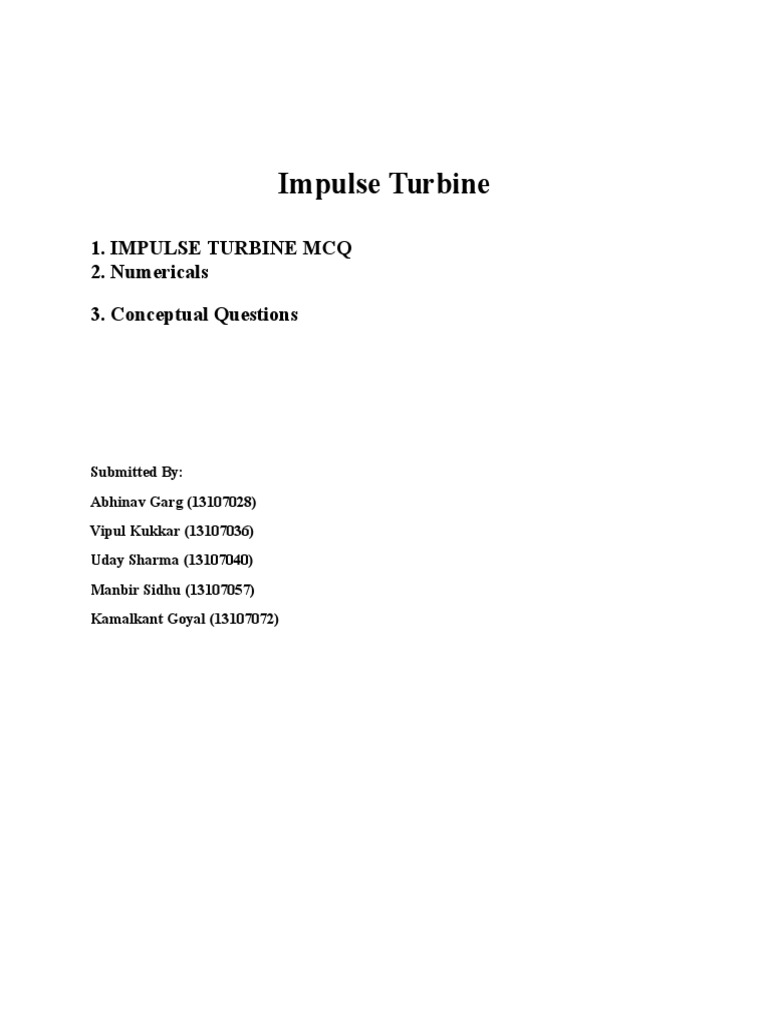 Impulse Turbine Questions g3 | PDF | Turbine | Jet Engine