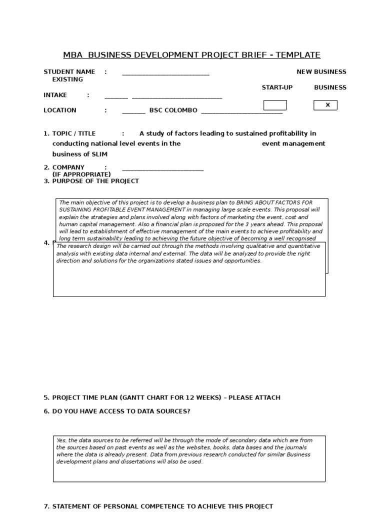 Business Development Project Brief | PDF | Data | Business