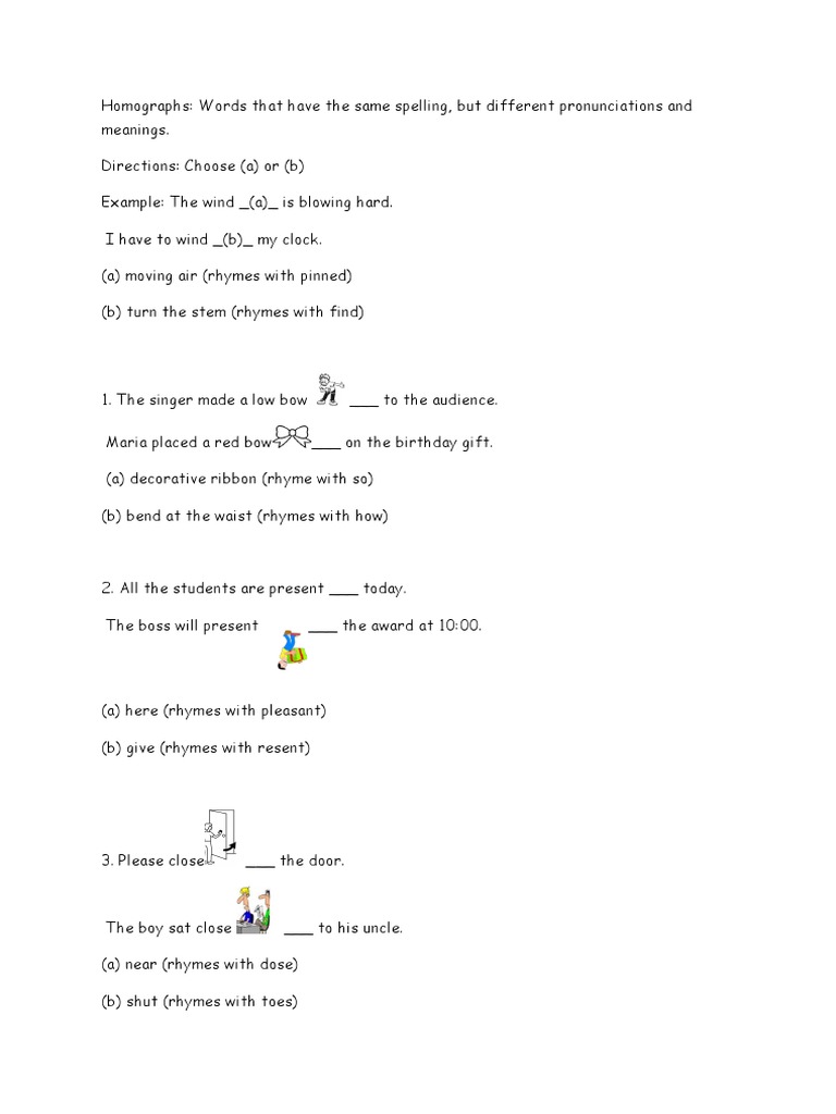 Homographs Exercise Yr6 | PDF