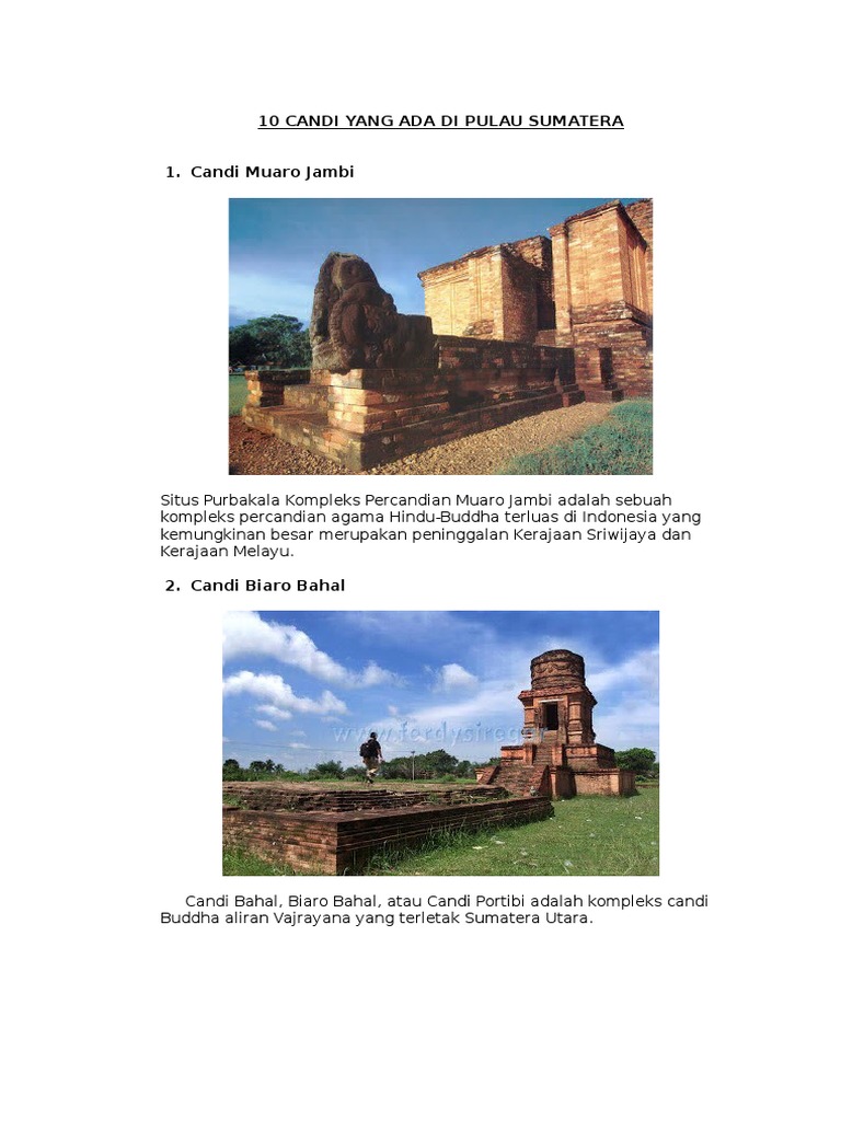10 Candi Bersejarah di Pulau Sumatera | PDF