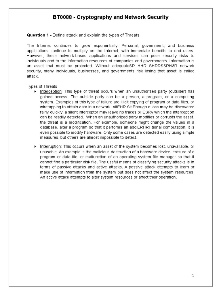 SFAAAT0088 Cryptography and Network Security Assignment | PDF | Cipher ...