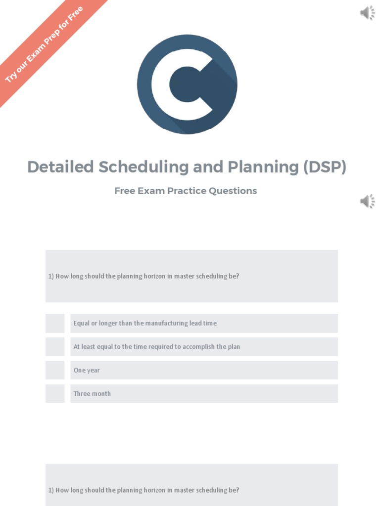 Detailed Scheduling and Planning (DSP) Practice Questions - APICS CPIM ...