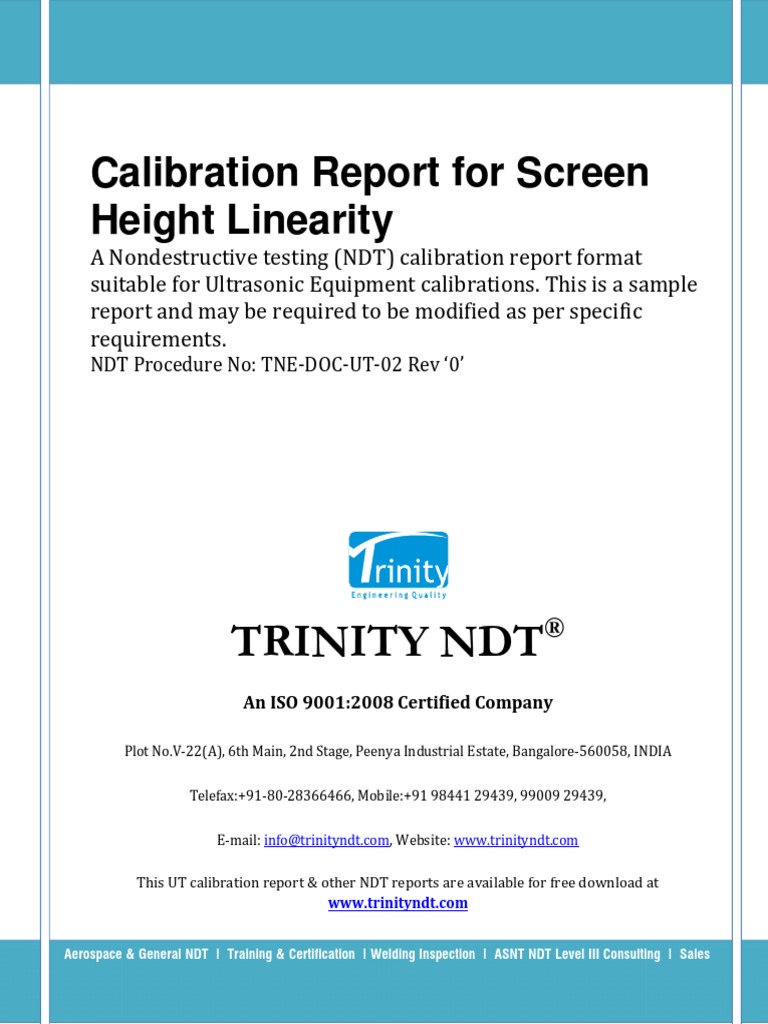 Ultrasonic Test Inspection Screen Height Linearity Free NDT Sample ...