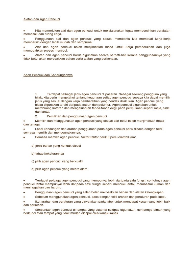 Alatan Dan Agen Pencuci | PDF
