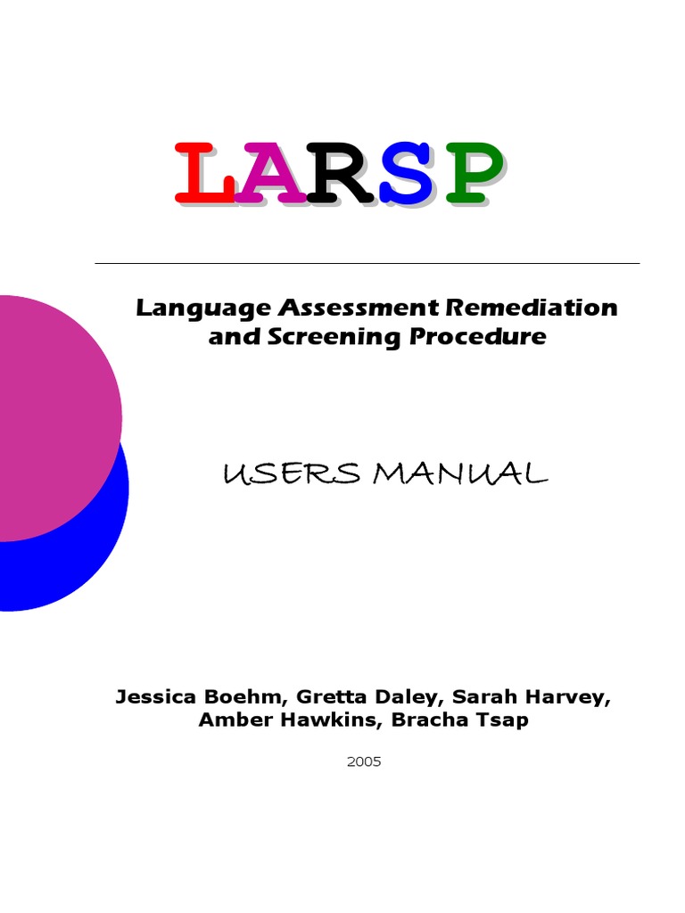 LARSP Student Manual | PDF | Verb | Adjective