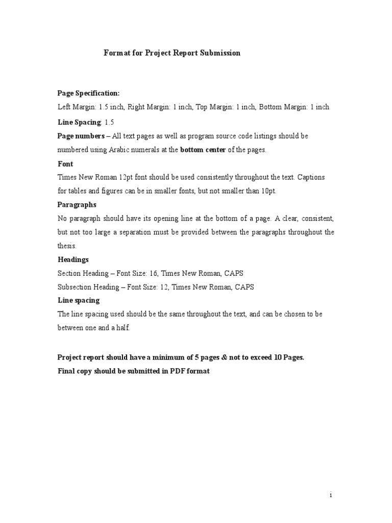 Format For Project Report Submission | Download Free PDF | Electronic ...