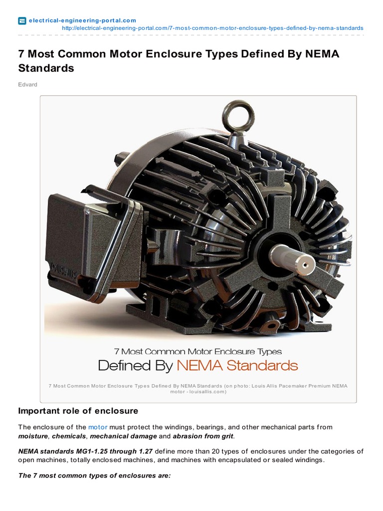 7 Most Common Motor Enclosure Types Defined by NEMA Standards | PDF ...