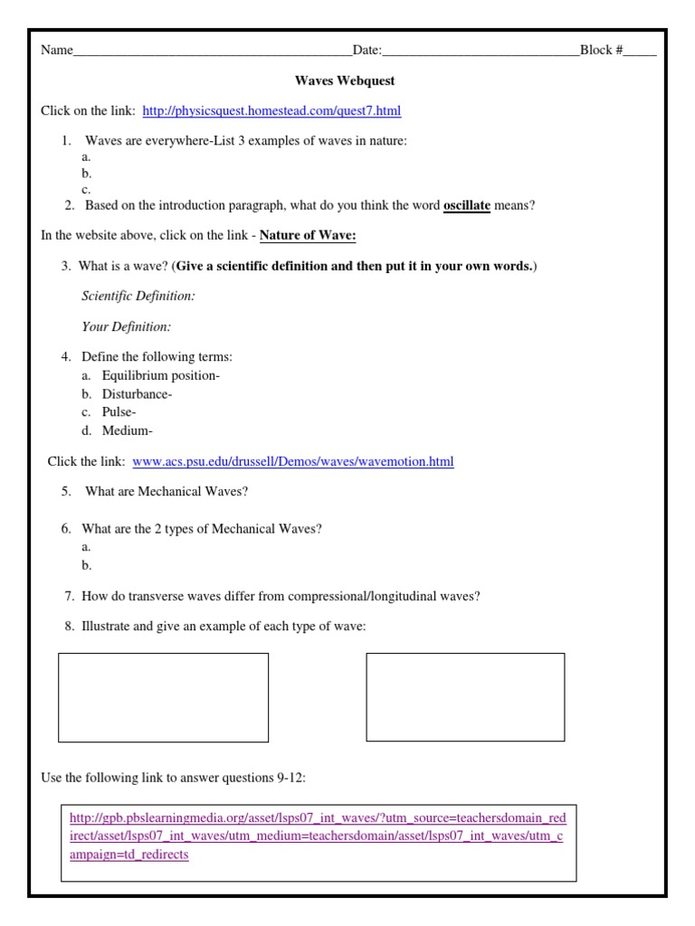 Wave Webquest | PDF | Amplitude | Waves