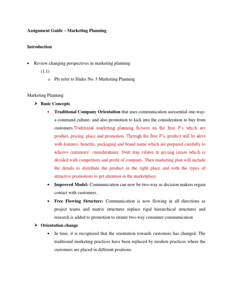 Marketing Planning Assignment Guide | PDF | Strategic Management ...