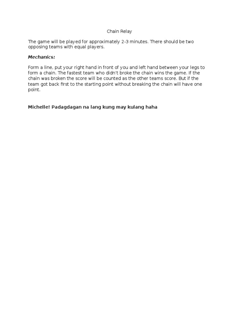 Chain Relay | PDF | Sports