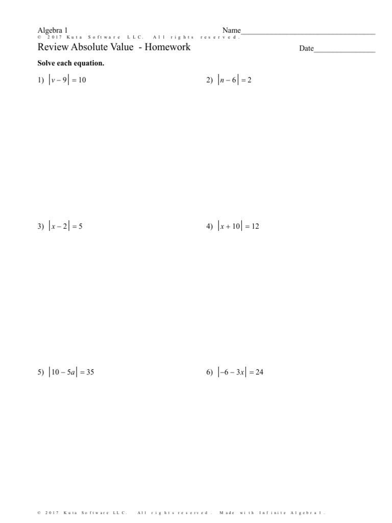 1hw Review Absolute Value | PDF