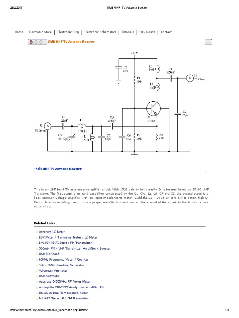 15dB UHF TV Antenna Booster | PDF | Arduino | Inductor