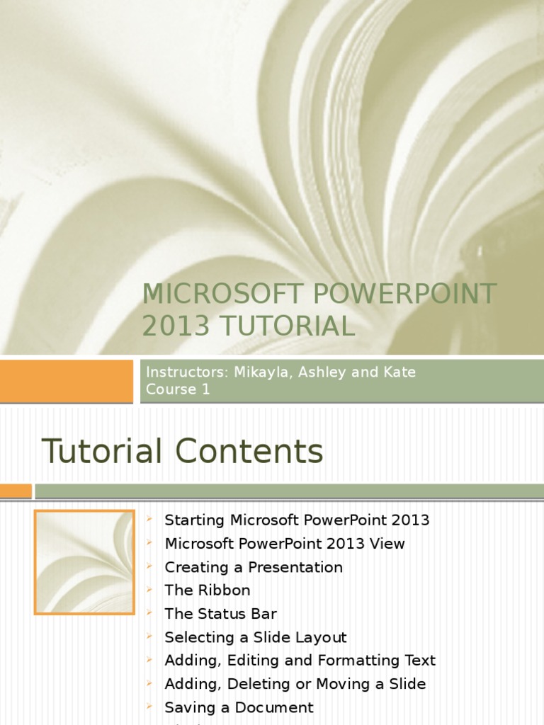 PowerPoint 2013 Tutorial Guide | PDF | Microsoft Power Point | Tab (Gui)