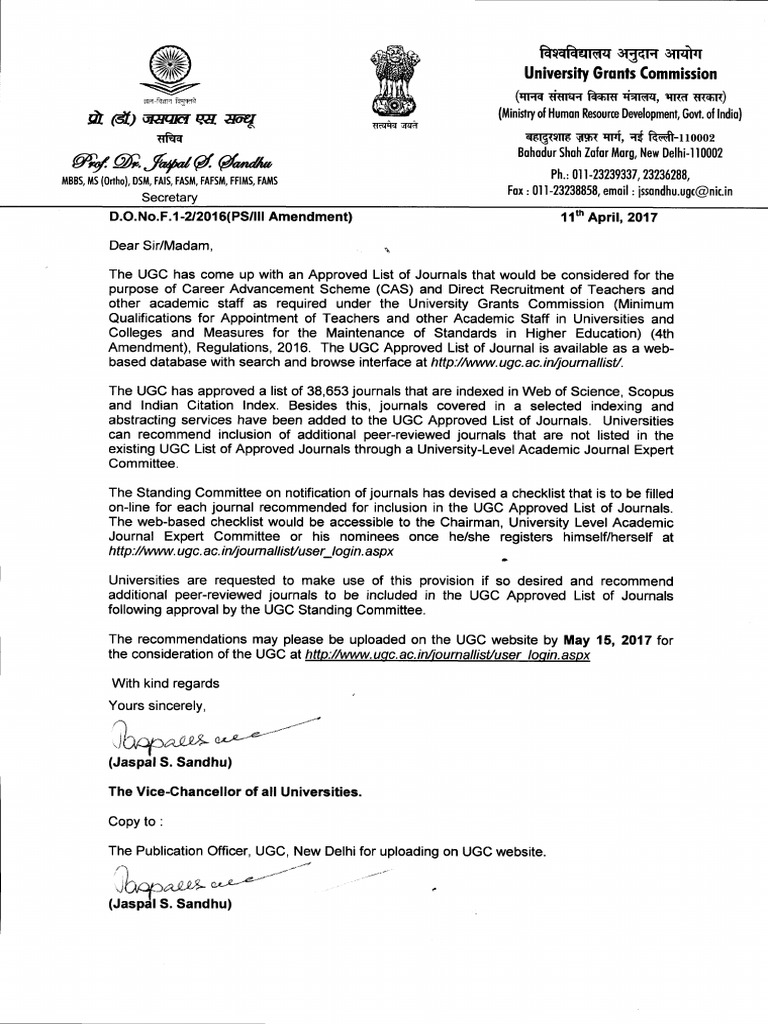 8226573 UGC Letter Reg Journals (1) | Academic Publishing | Scholarly ...