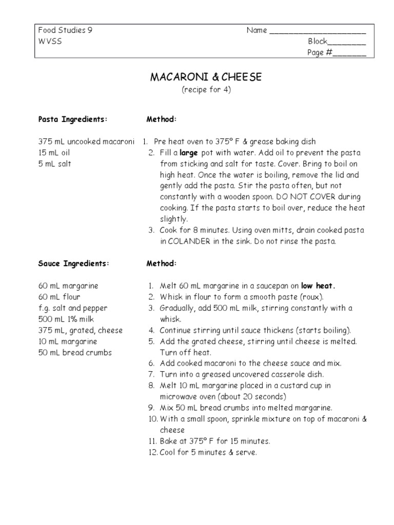 F Macaroni Cheese | PDF | Macaroni And Cheese | Pasta