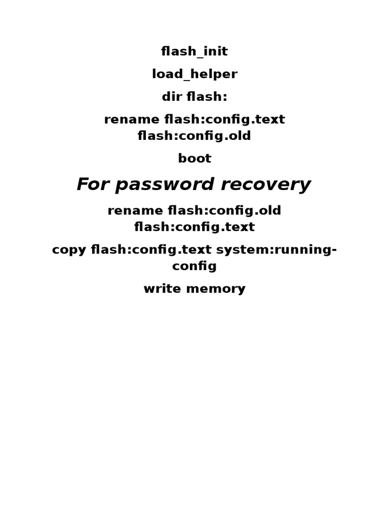For Password Recovery: Flash - Init Load - Helper Dir Flash: Rename ...