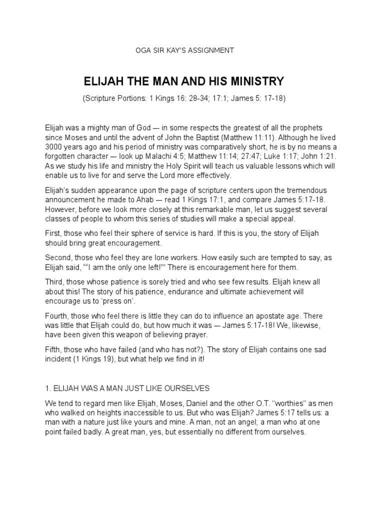 Life of Prophet Elijah | PDF | Elijah | John The Baptist