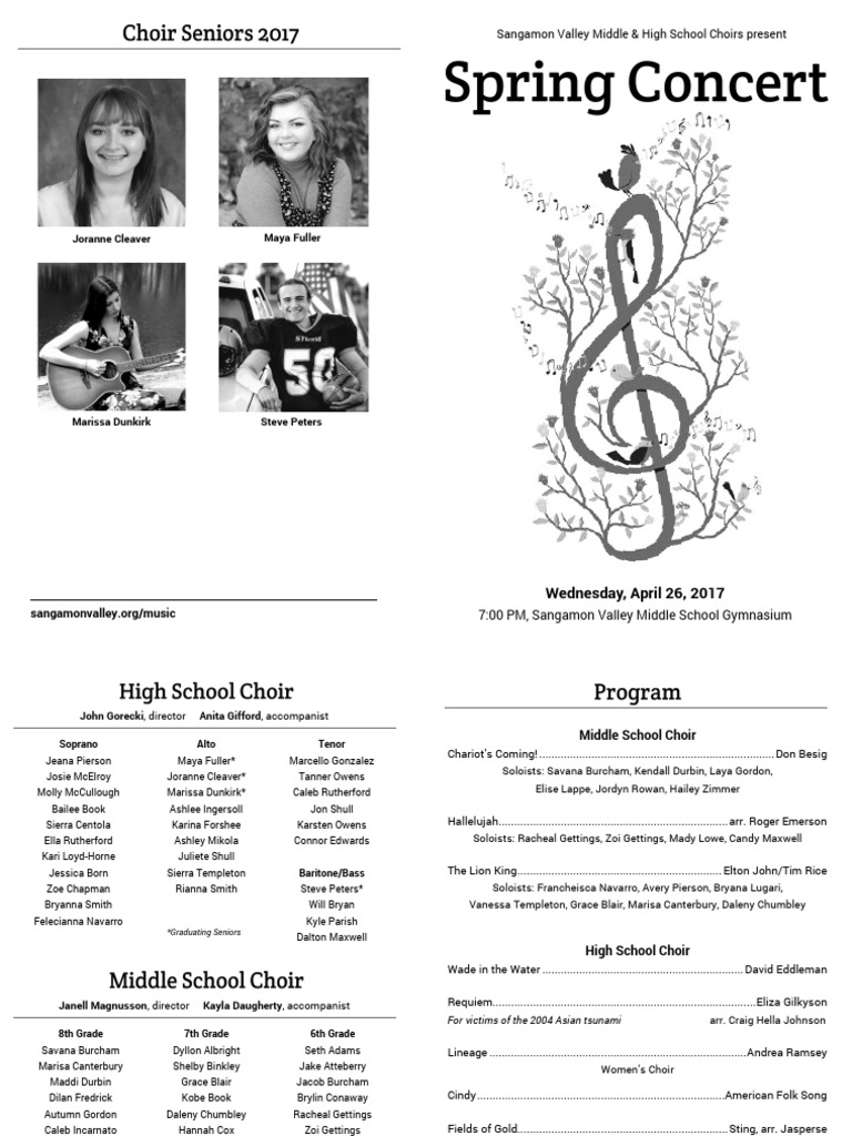 Sangamon Valley Spring Choir Concert 2017 | PDF | Music Performance ...