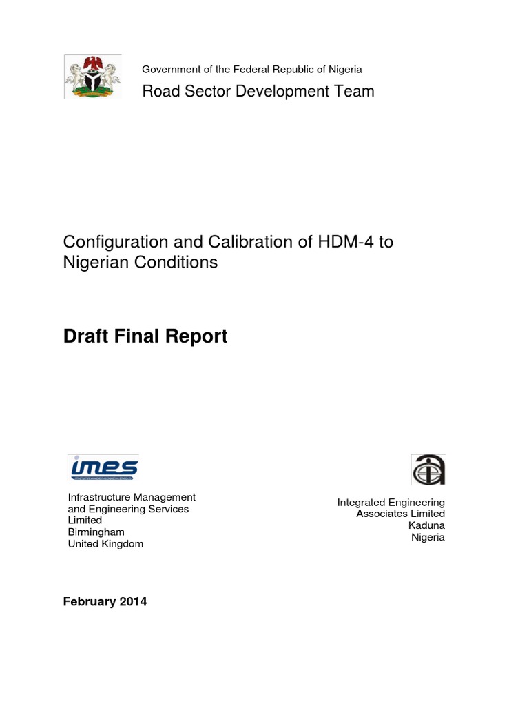 HDM-4 VOC Configuration For Nigeria | PDF | Road | Road Surface