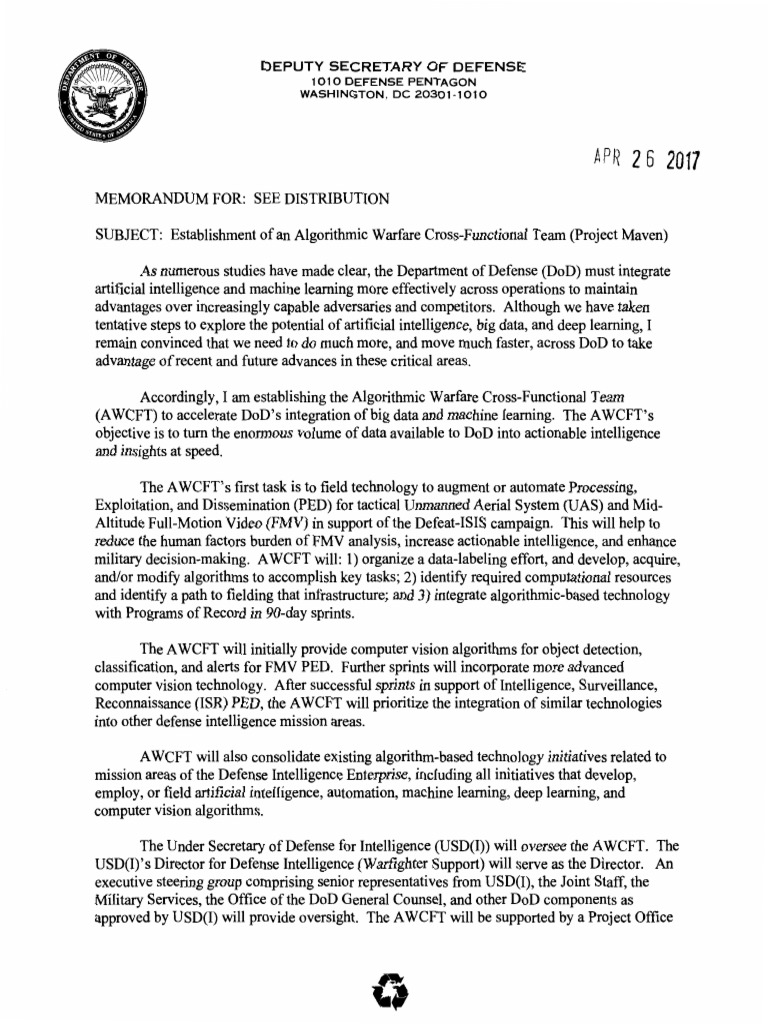 Establishment of The AWCFT Project Maven | PDF | United States ...