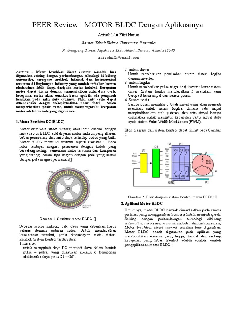 Peer Review Motor BLDC Dengan Aplikasinya | PDF