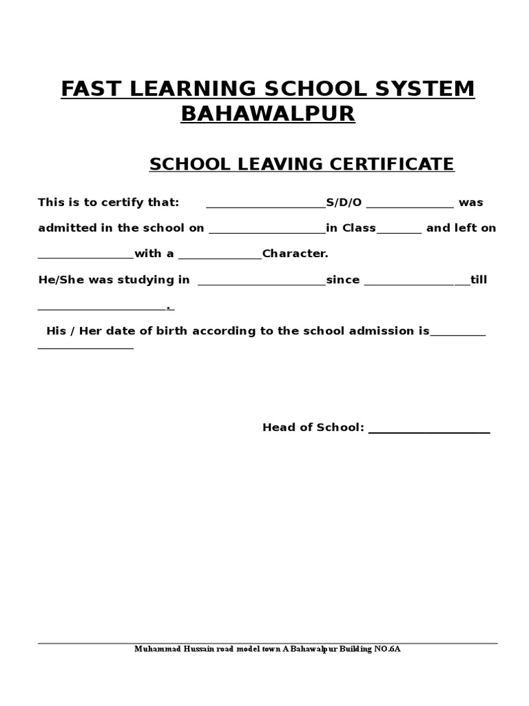 School Leaving Certificate | PDF