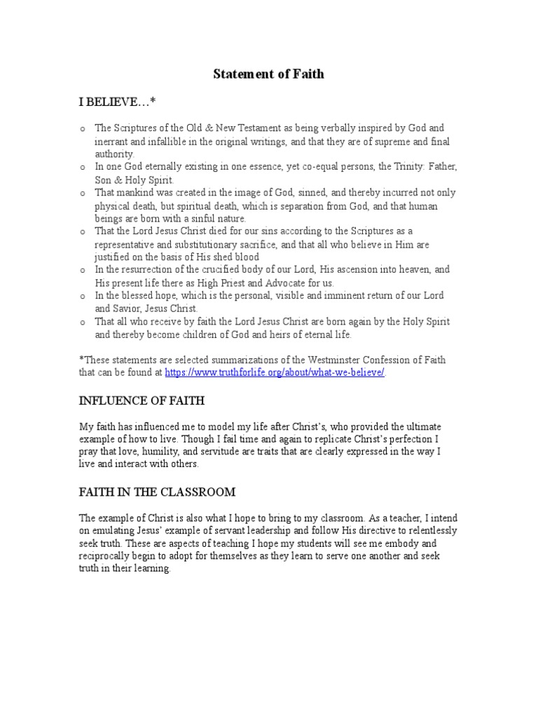 Statement of Faith | PDF
