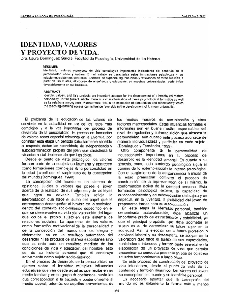 Identidad y Valores en el Proyecto de Vida | PDF | Comportamiento ...