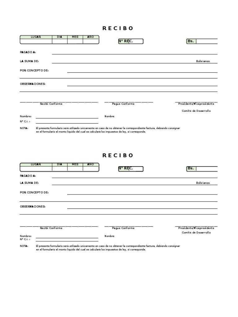 REcibos en Blanco | PDF