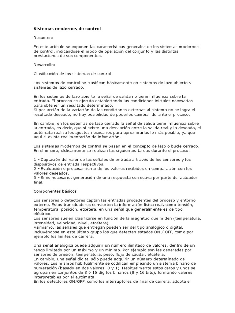 Sistemas Modernos de Control | PDF | Memoria del ordenador | Memoria de ...