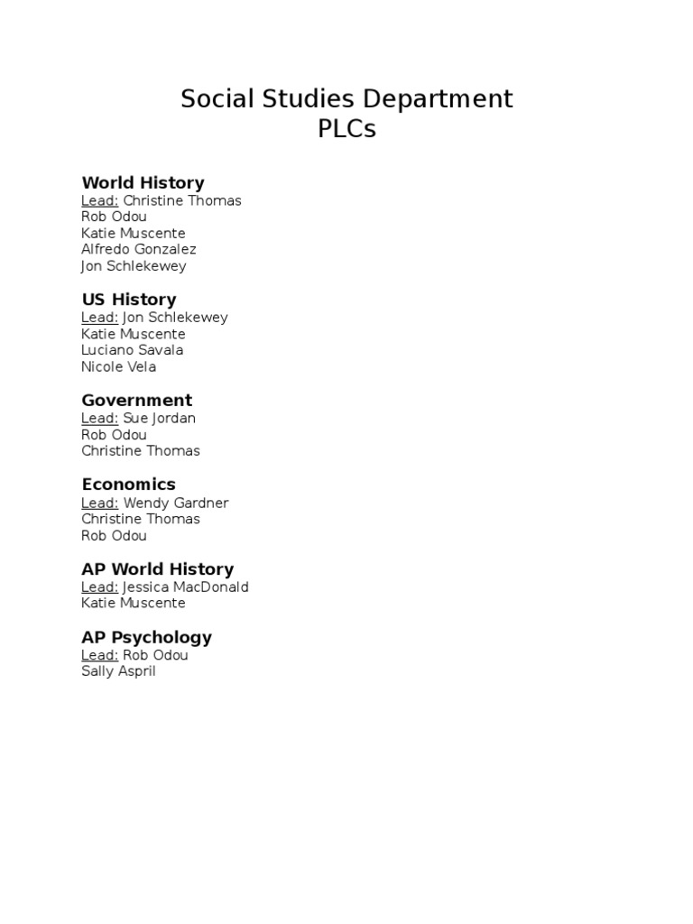 Social Studies Department | PDF