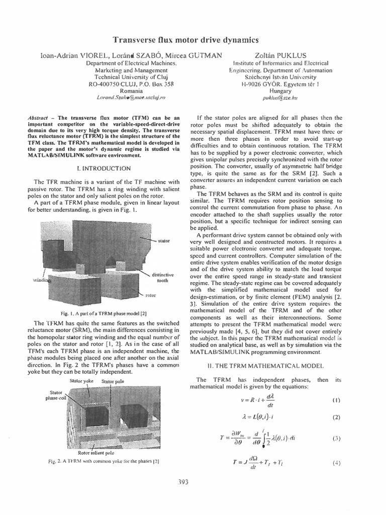 Transverse Flux Motor Dynamics | PDF | Physical Quantities ...
