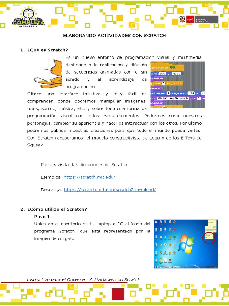 COM3 U3 S01 Guía Scratch Docente | PDF | Scratch (lenguaje de programación) | Point and Click
