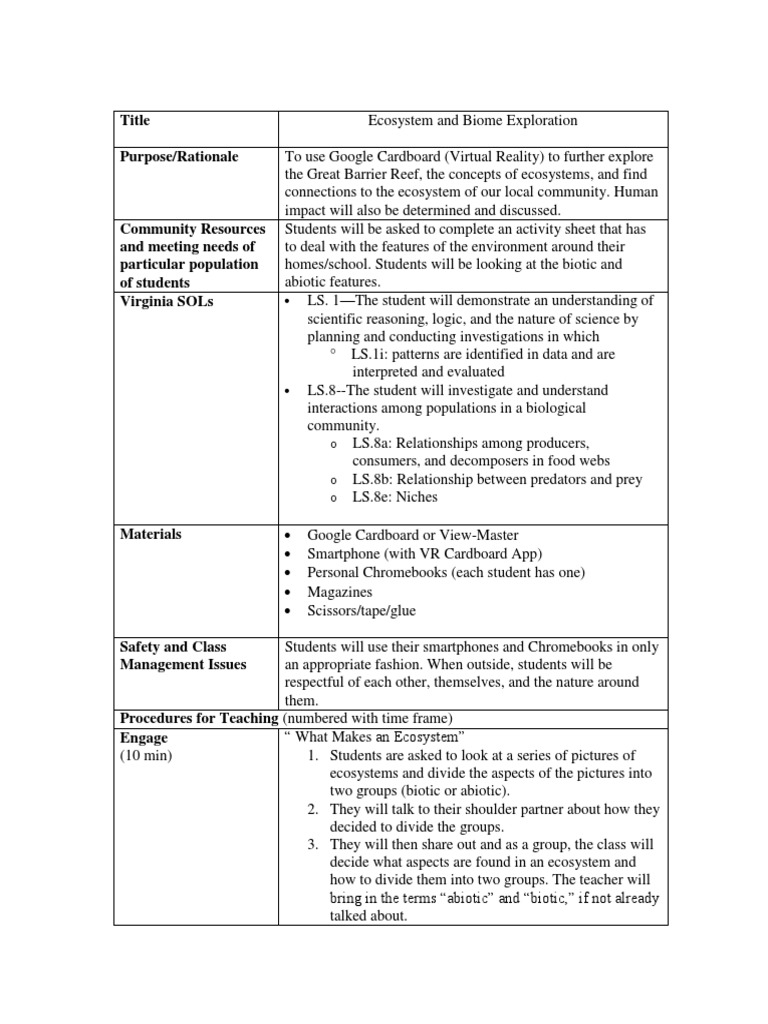 Technology 5e Lesson Plan | PDF | Ecology | Ecosystem