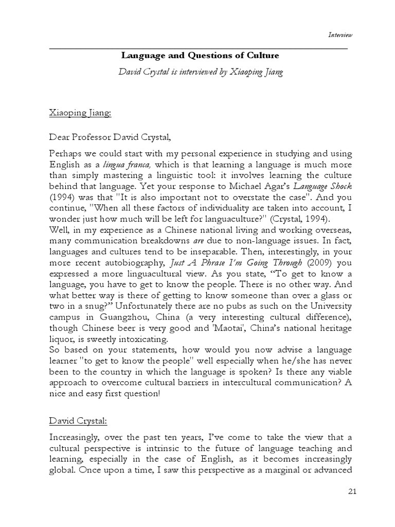 Interview David Crystal | Linguistics | English Language