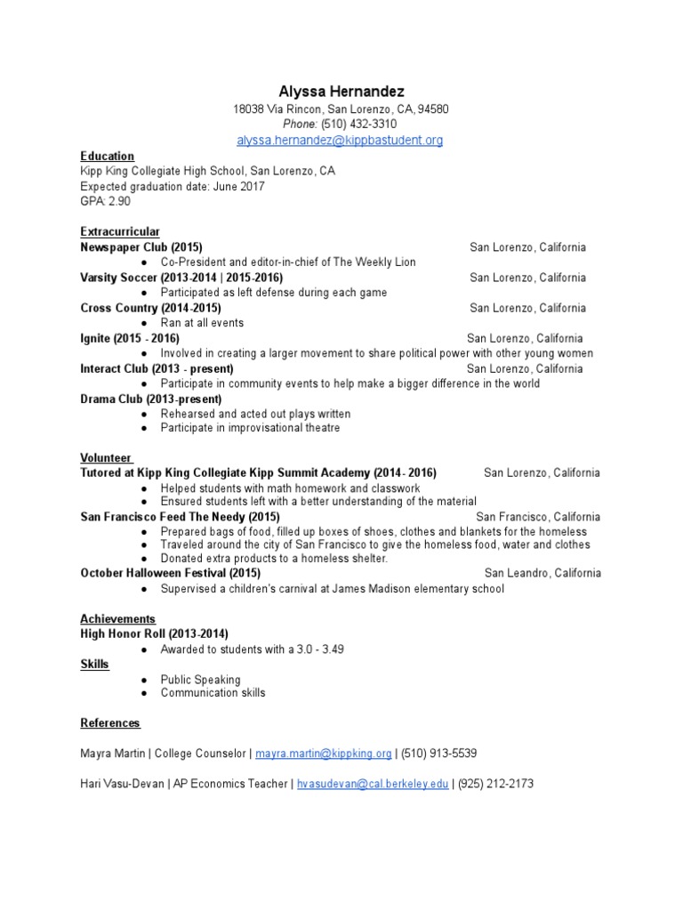 Hernandez Alyssa Resume 1 | PDF