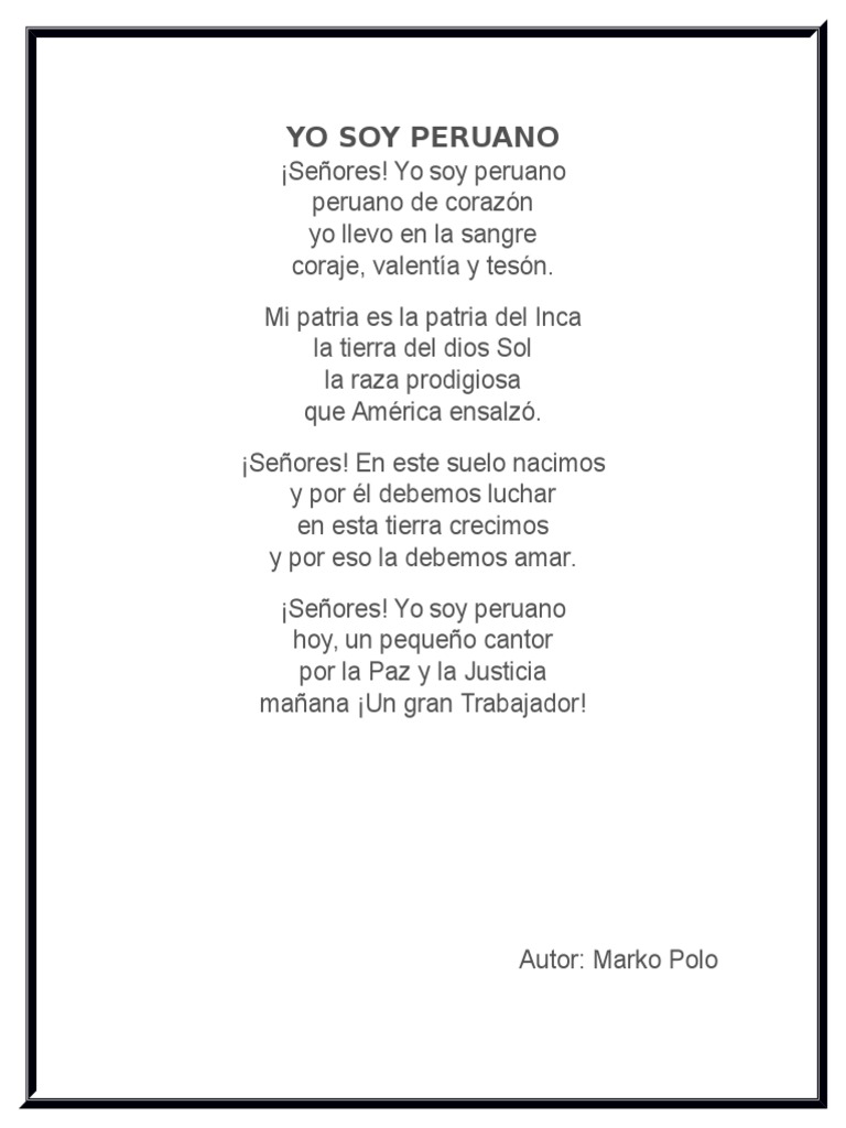 Poema "Yo Soy Peruano" de Marko Polo | PDF | Poesía