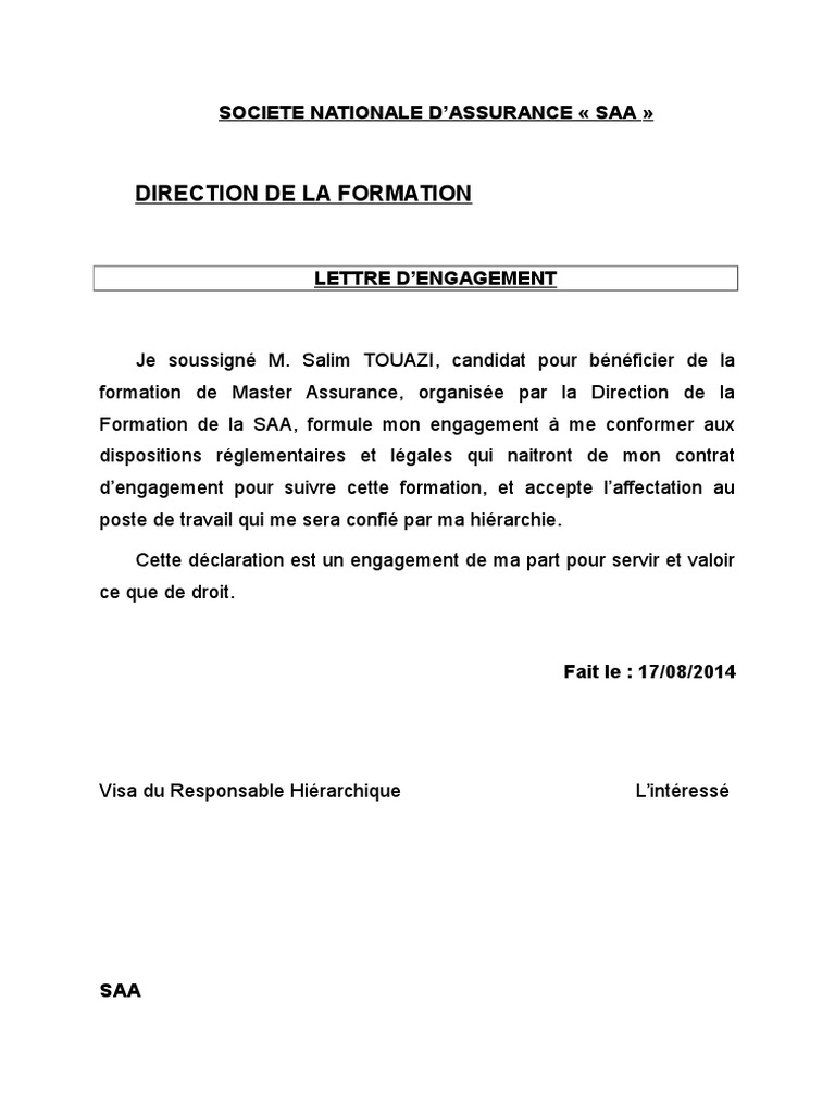 Lettre D'engagement | PDF