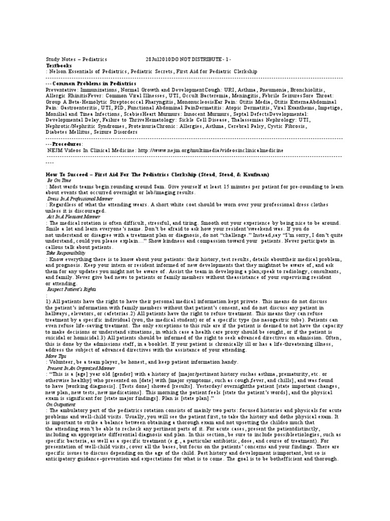 Pediatric Notes | PDF
