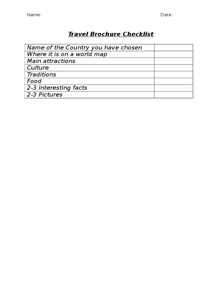 Travel Brochure Creation Checklist | PDF | Social Science | Religion ...