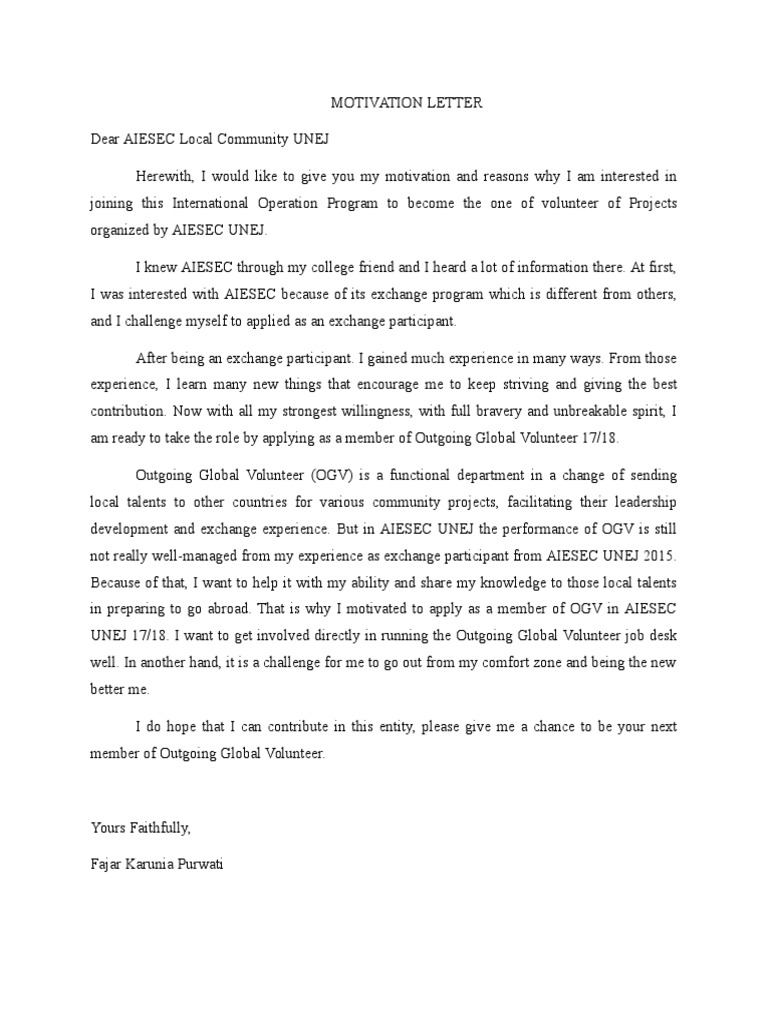 Motivation Letter